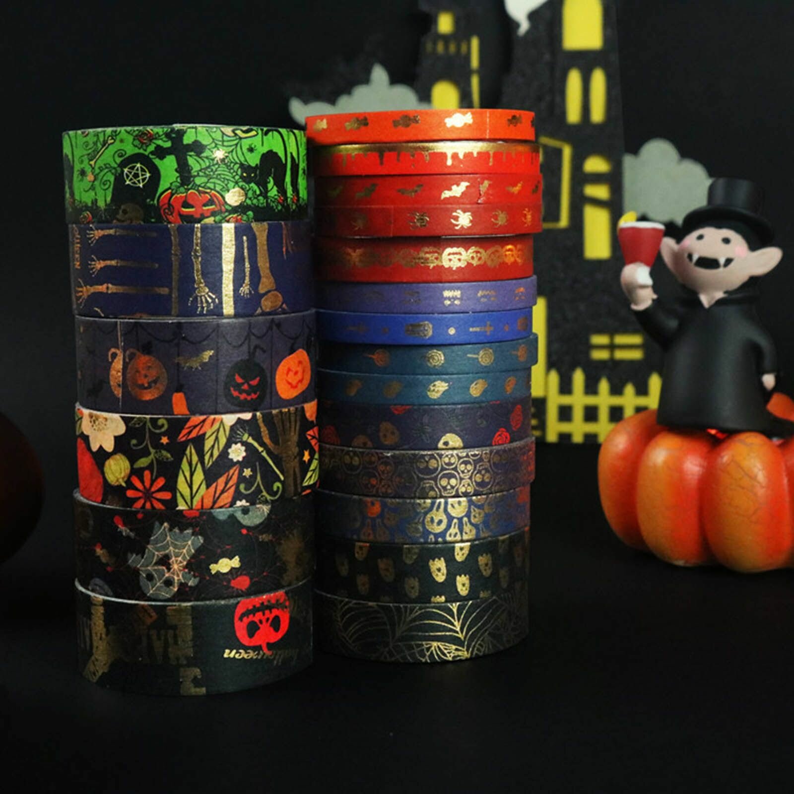1 набор из 20 рулонов, тонкая полоска для бронзирования на Хэллоуин и бумажной ленты