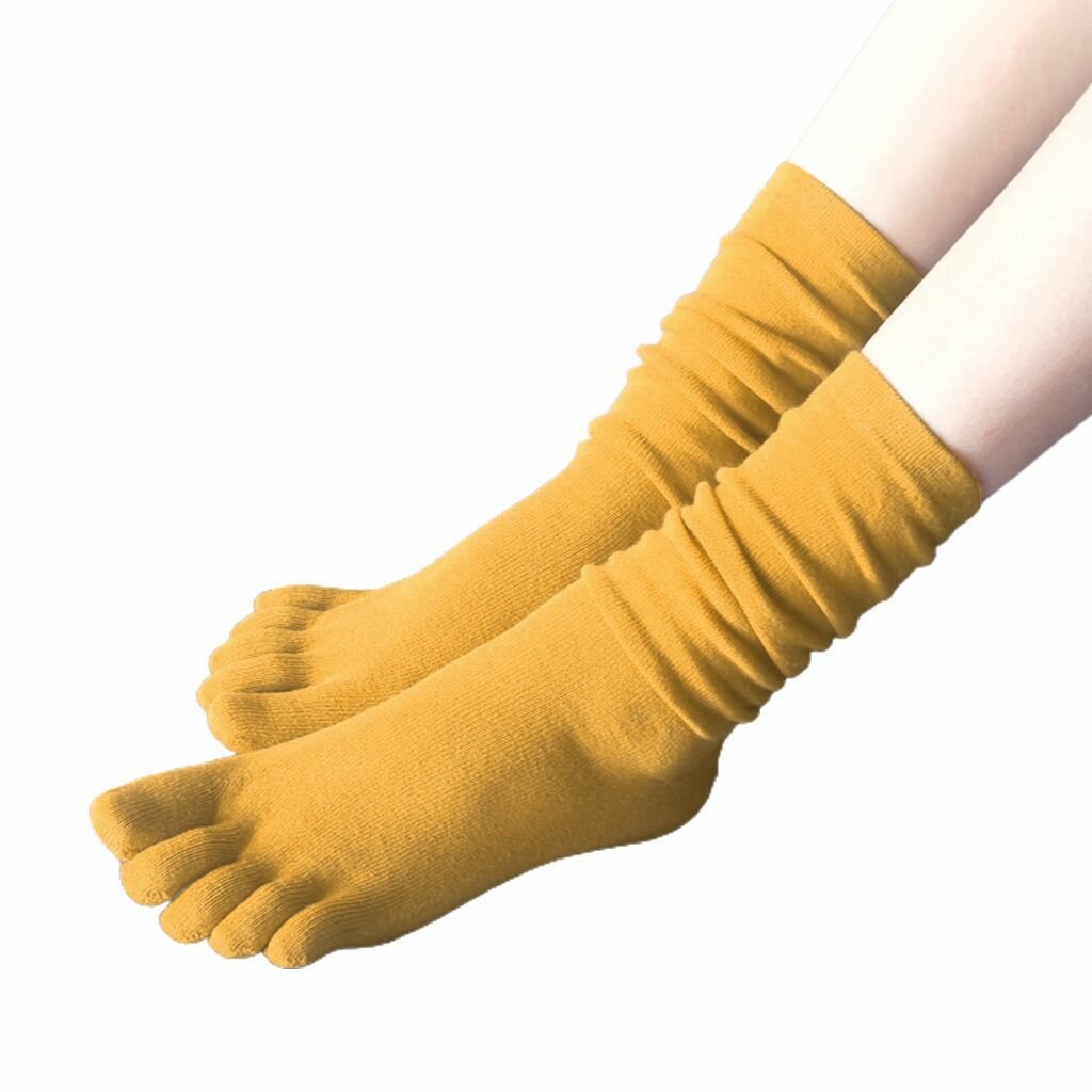 Универсальные носки с пятью пальцами в длинную трубочку-желтый