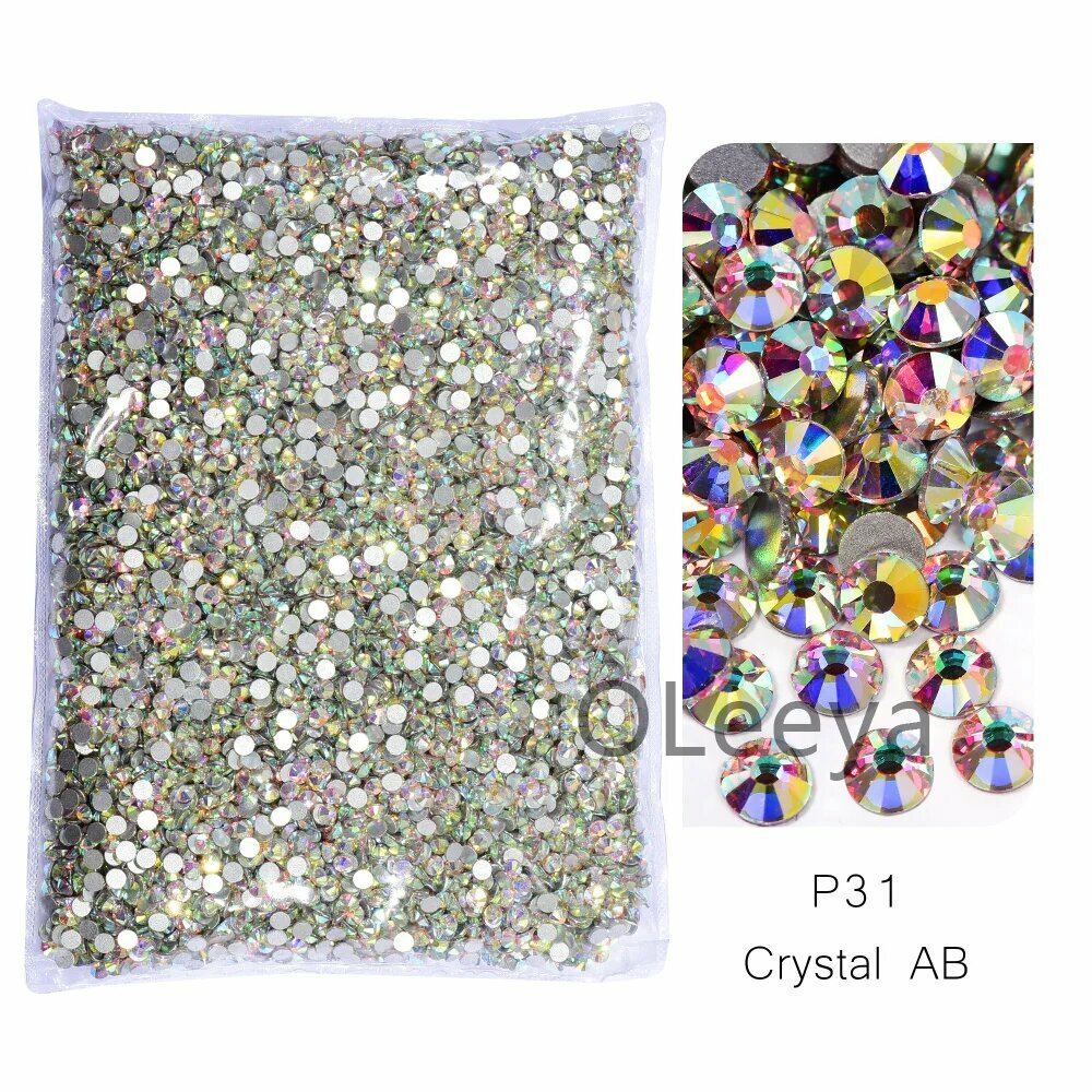 Стразы стеклянные Oleeya Crystal AB P31, SS16, 14400 шт