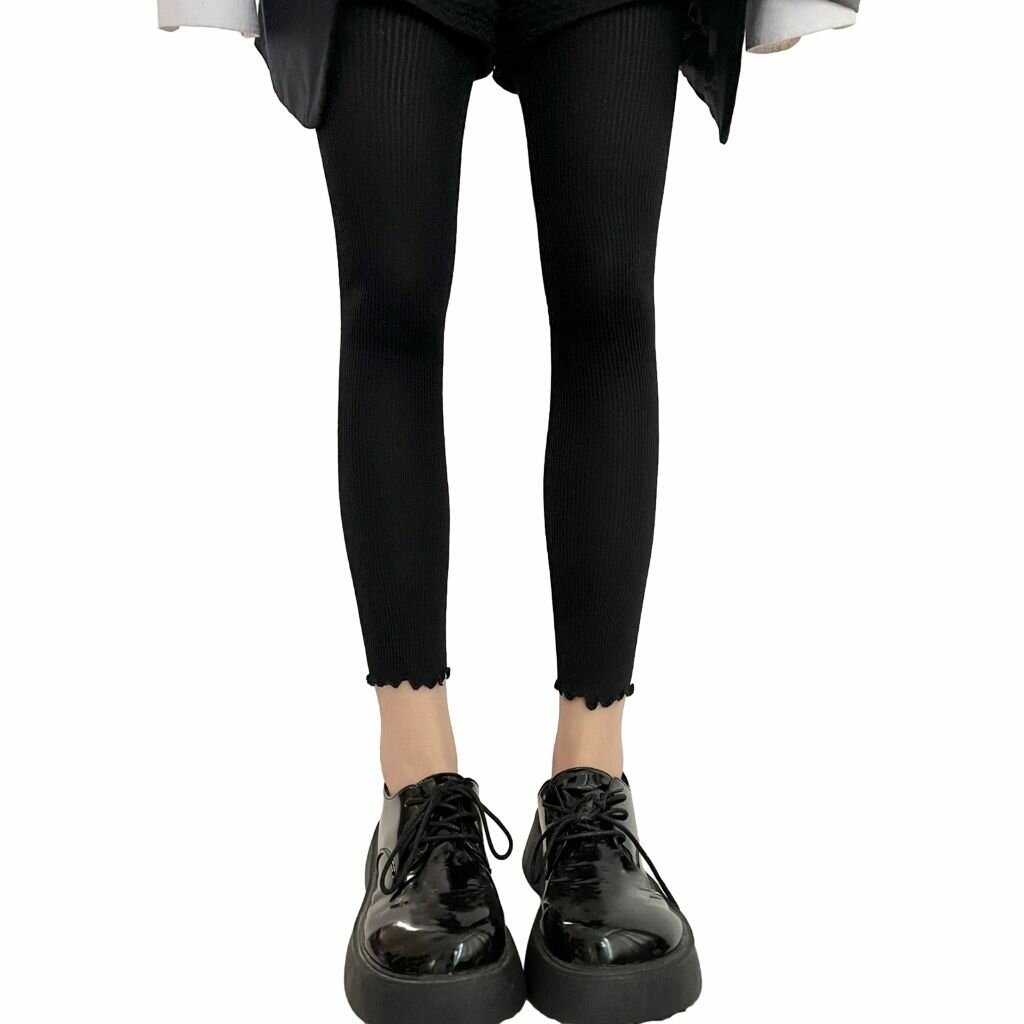 Кружевные колготки для ног в ретро-вертикальную полоску-Черный