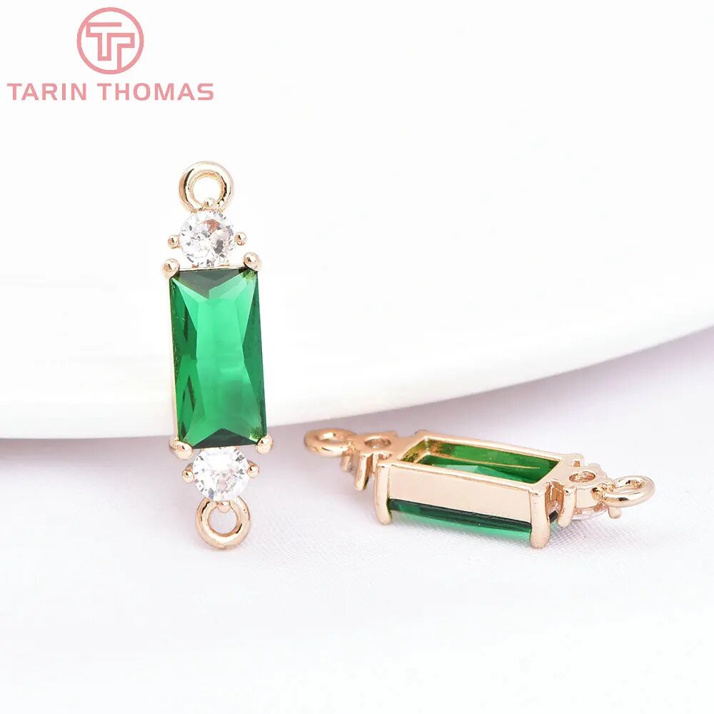 Подвески TARIN THOMAS золотого цвета из латуни с цирконом 10 шт. 7182-Deep Green