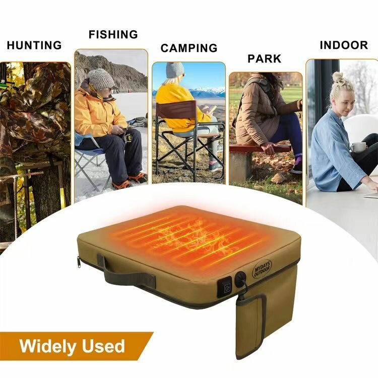 Подушка для сиденья с подогревом MYDAYS OUTDOOR, Usb, для улицы, от powerbank, регулировка нагрева, для рыбалки/ туризма/ охоты
