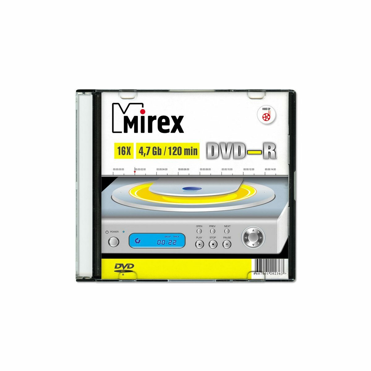 Оптический диск DVD-R Mirex 4.7Gb, 16x, slim case (UL130003A1S), 200шт.