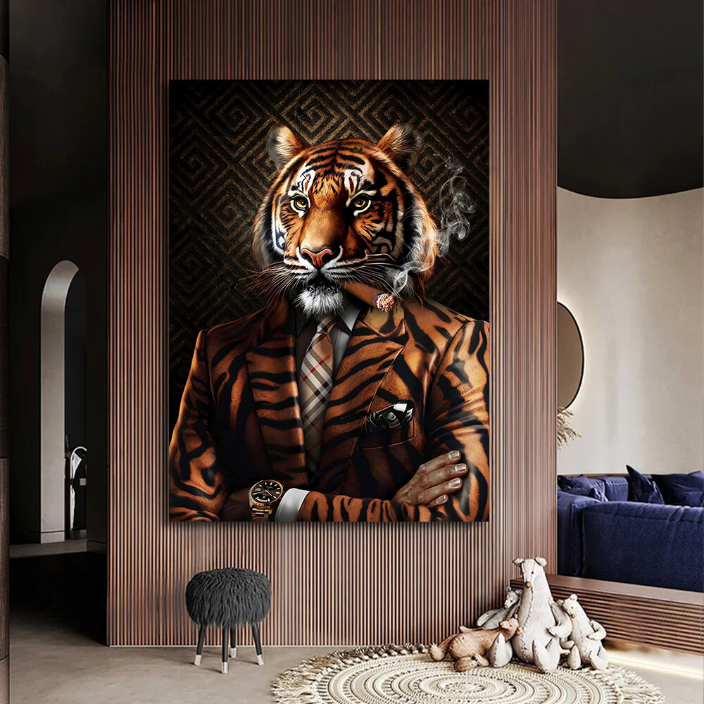 Картина "Тигр", 20 см x 30 см, на холсте, на подрамнике, на дереве, на подрамнике