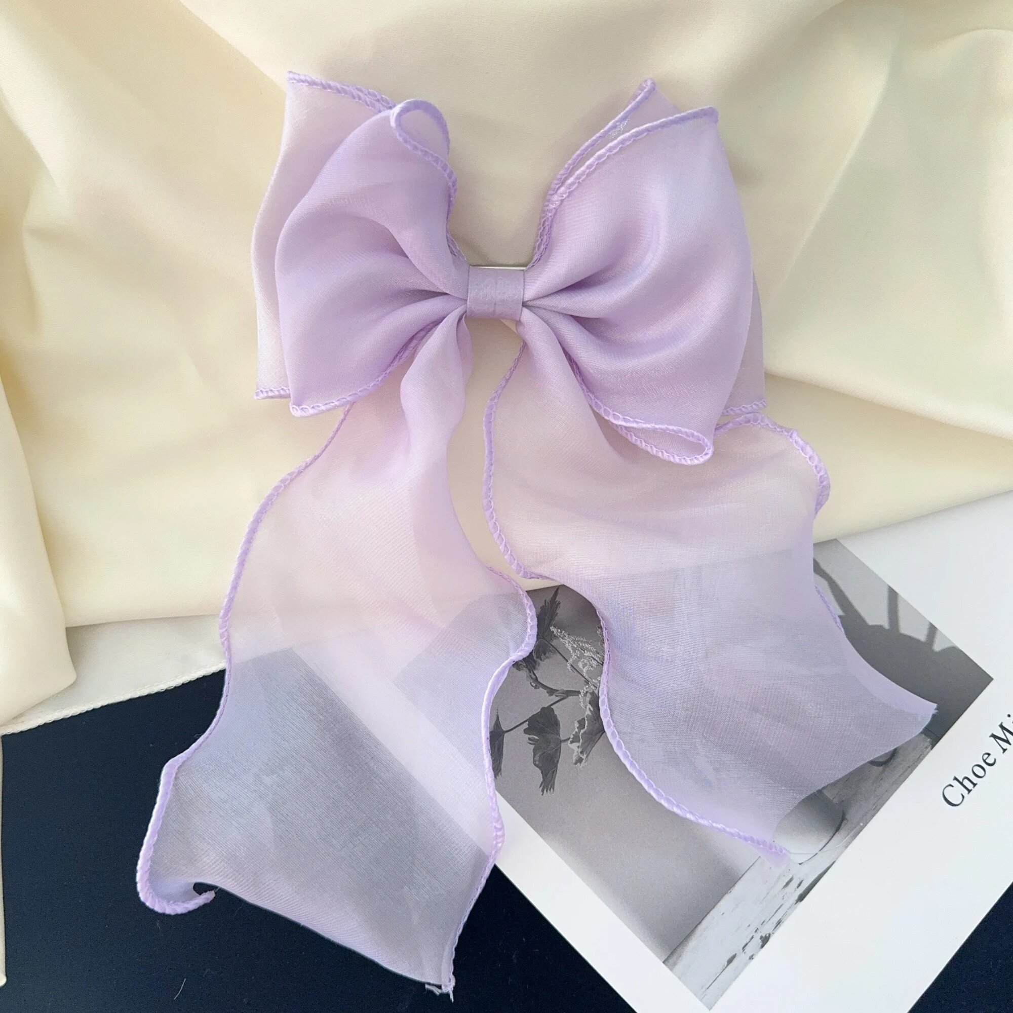 CUTE BOWS Атласные заколки с бантом для девочек Сиреневый, FJ124-3