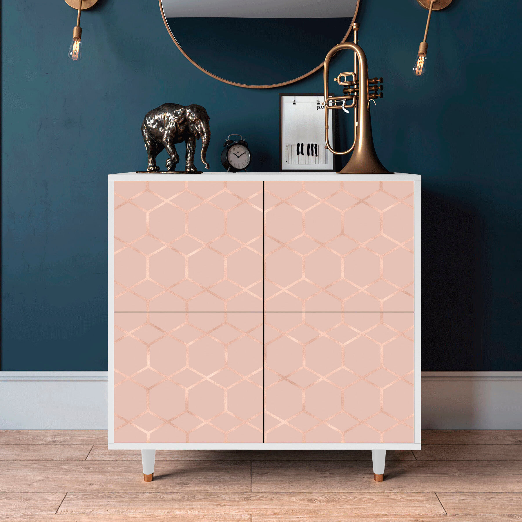 Комод - STORYZ - BS3 Rose Honeycomb, Размер - 94 x 96 x 48 см, Цвет корпуса - Белый