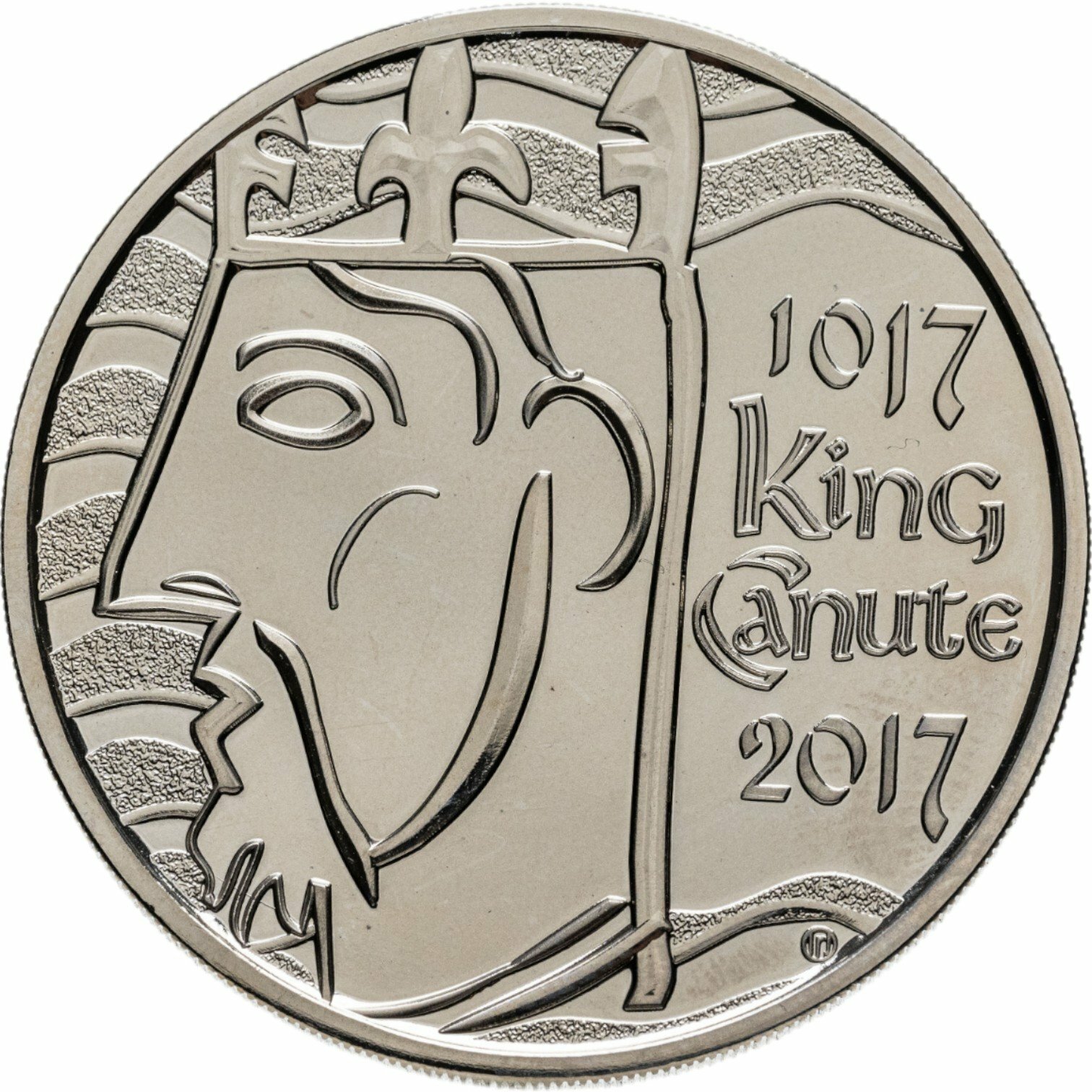 Великобритания 5 фунтов 2017 "1000 лет со дня коронации Кнуда Великого", Мельхиор медь-никель, в сохранности BUNC