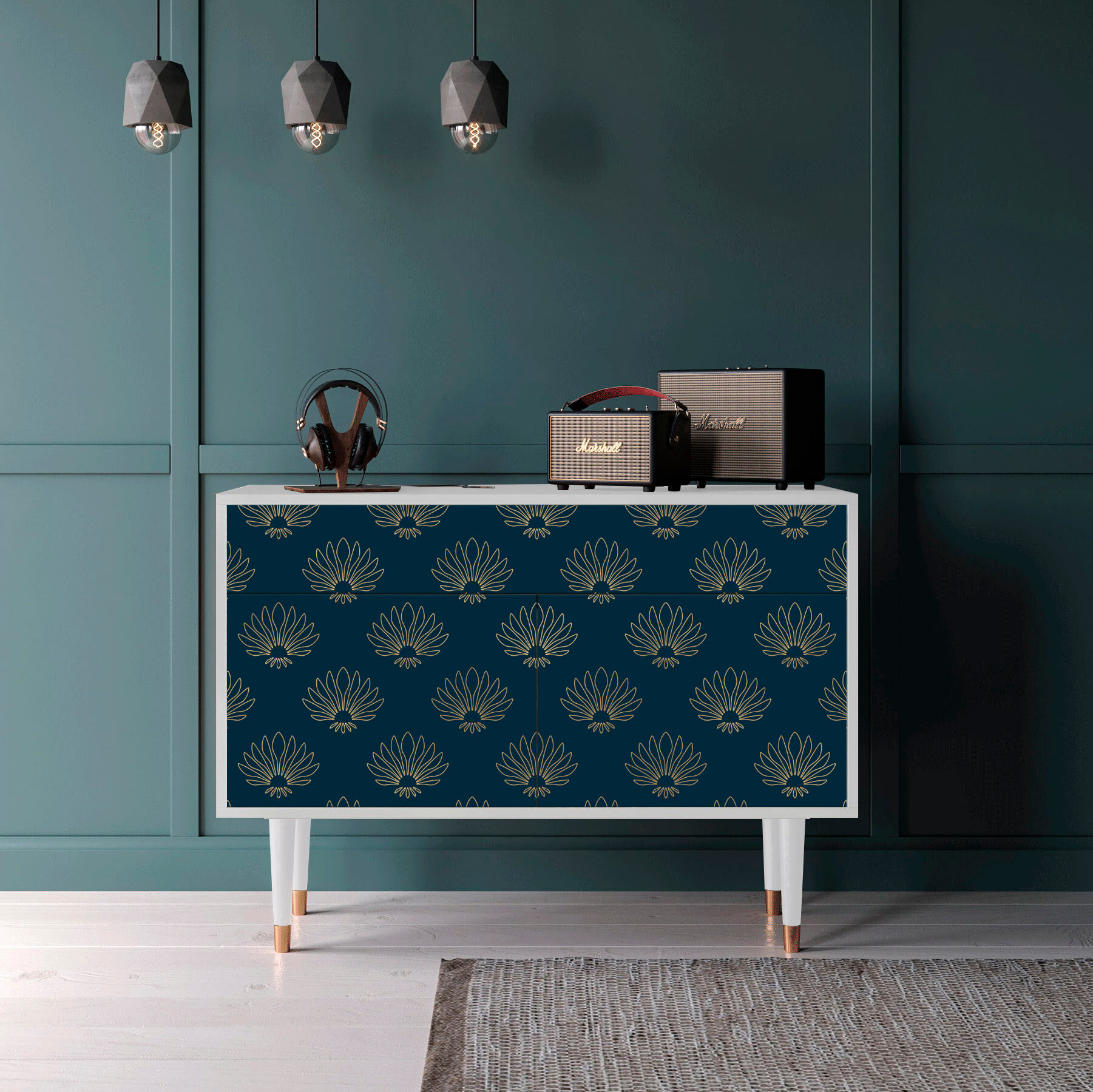 Комод - STORYZ - BS4 Blue Lotus, Размер - 115 x 85 x 48 см, Цвет корпуса - Белый