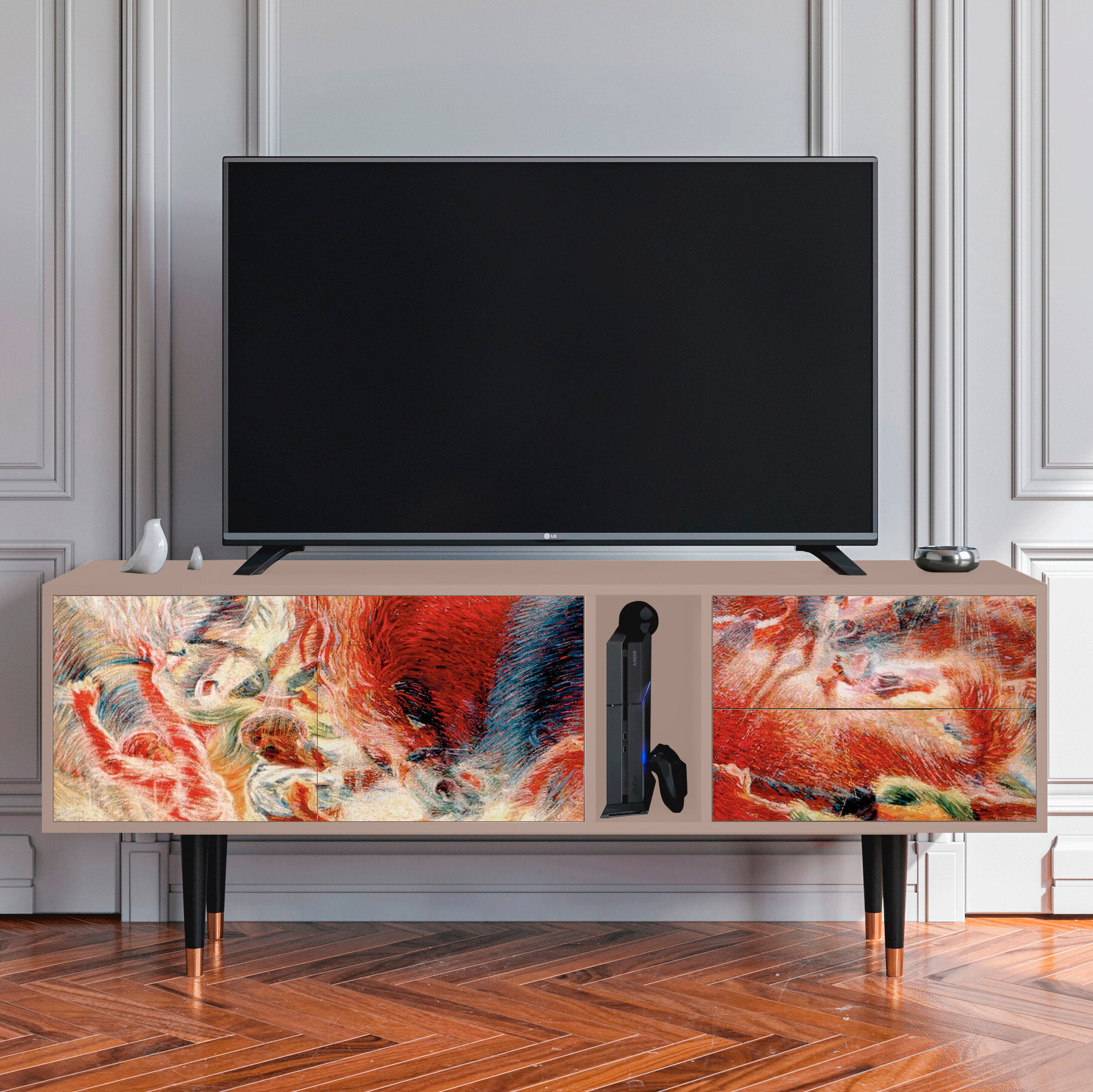 ТВ-Тумба - STORYZ - T1 The City Rises by Umberto Boccioni, Размер - 170 x 69 x 48 см, Цвет корпуса - , Бежевый