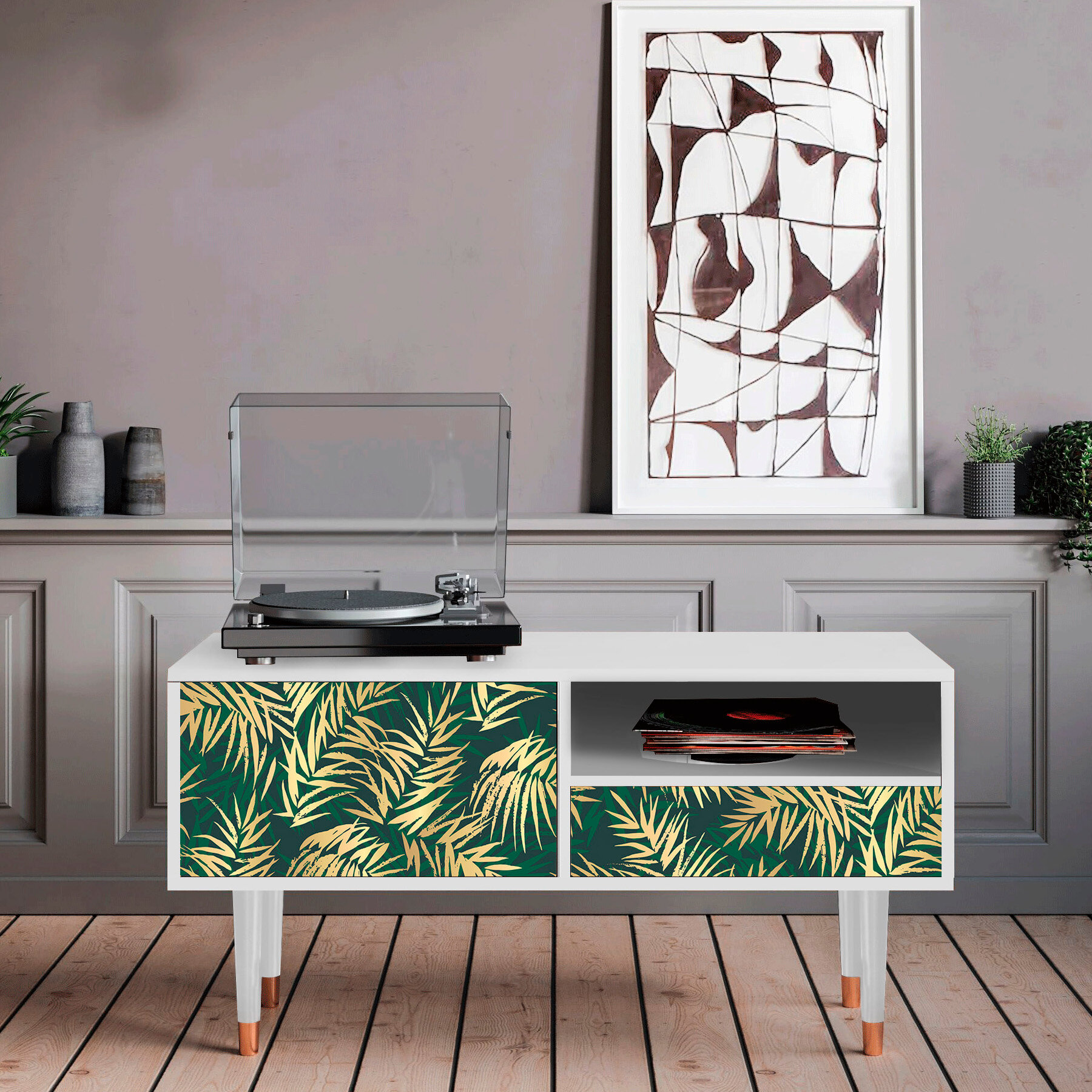ТВ-Тумба - STORYZ - T3 Sunny Palm Tree, Размер - 115 x 59 x 48 см, Цвет корпуса - , Белый