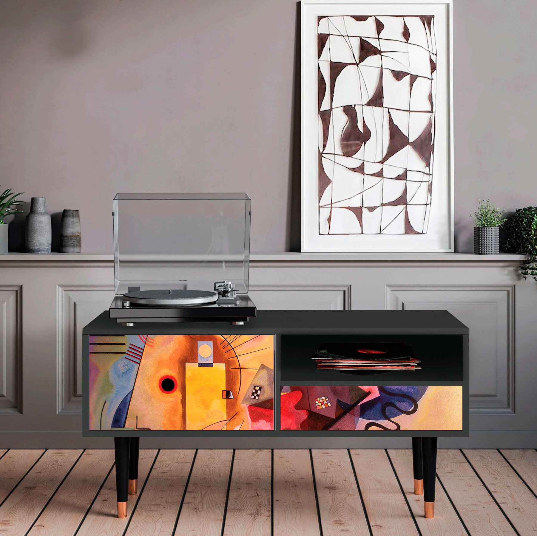 ТВ-Тумба - STORYZ - T3 Modern Art by Kandinsky , Размер - 115 x 59 x 48 см, Цвет корпуса - , Антрацит