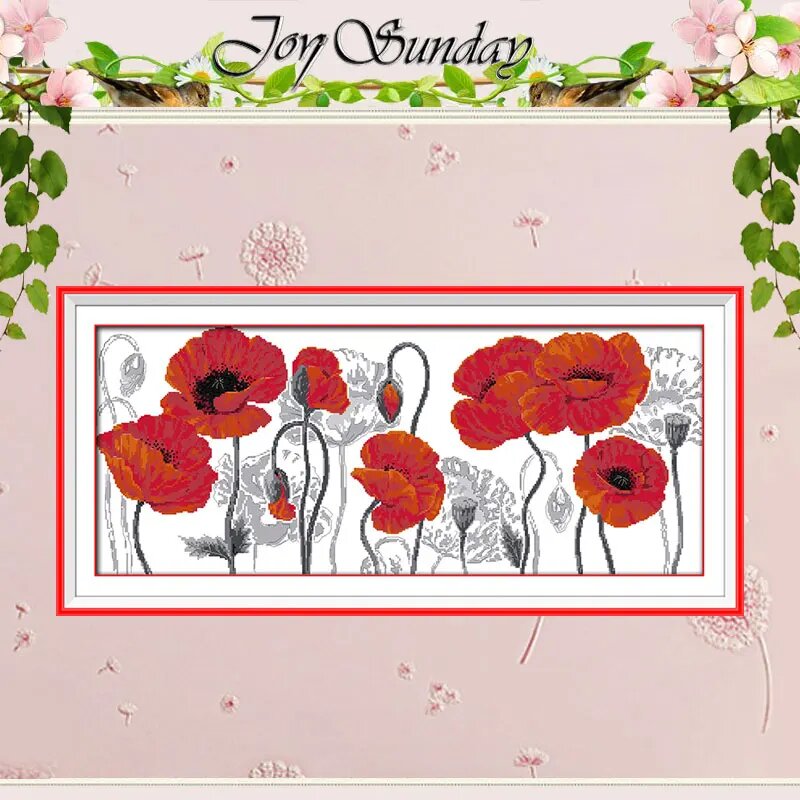 Набор для вышивки крестом Joy Sunday Цветочные узоры 14CT picture printed
