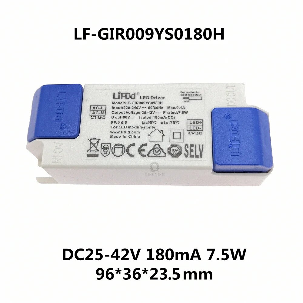 LiFud LED драйвер LF-GIR009YS0180H, 25-42V, 7.5W