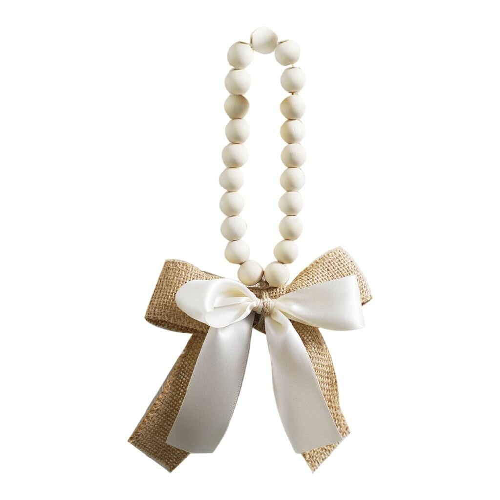 Лук творческий льняной деревянный бисер струна подвесной кусок