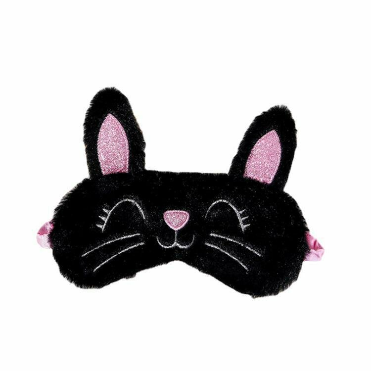 Милая плюшевая маска для сна с котом, мягкая маска для сна с длинными ушками и розовым носом, светонепроницаемая маска для сна для детей и взрослых, регулируемая повязка на глаза для сна и путешествий, 1 шт.