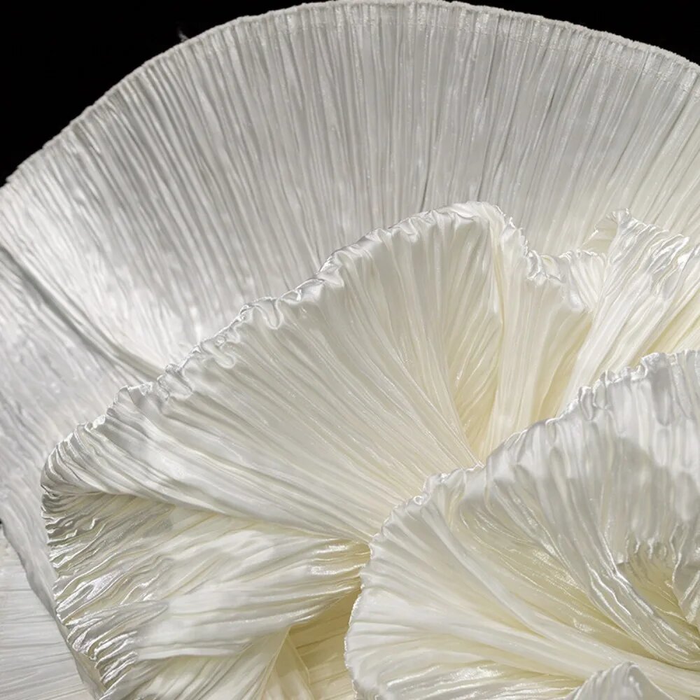 Блестящая плиссированная ткань из полиэстера 145см Белый, White