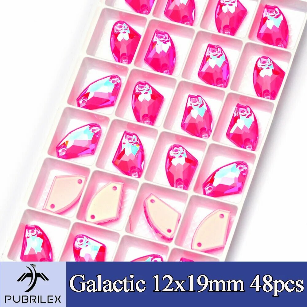 Хрустальные стразы Pubrilex Electric Pink DeLite Galactic 12x19 48pcs