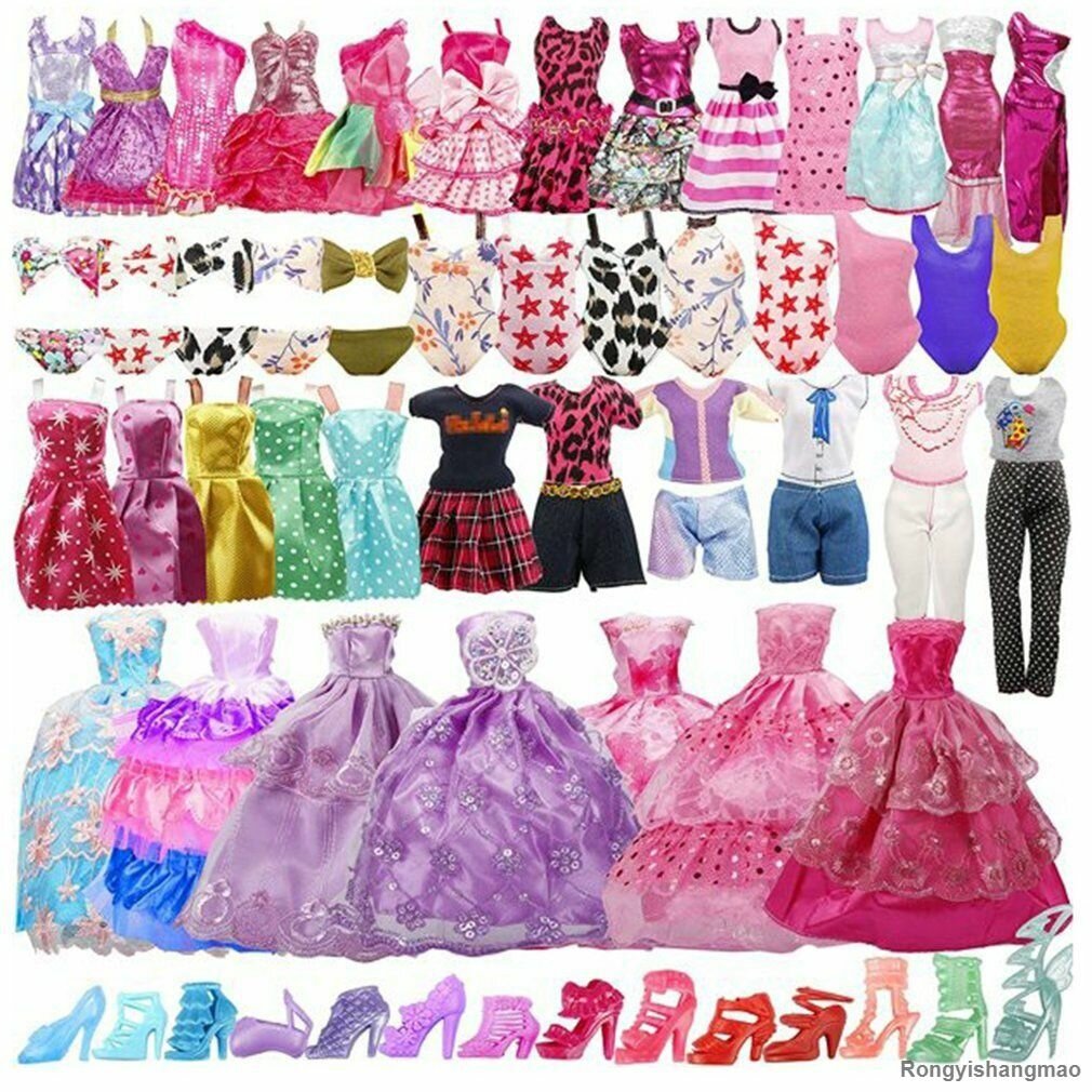 Набор из 35 предметовНабор одежды для куклы Barbie, аксессуары обувь платья(Подробности см. в описании)