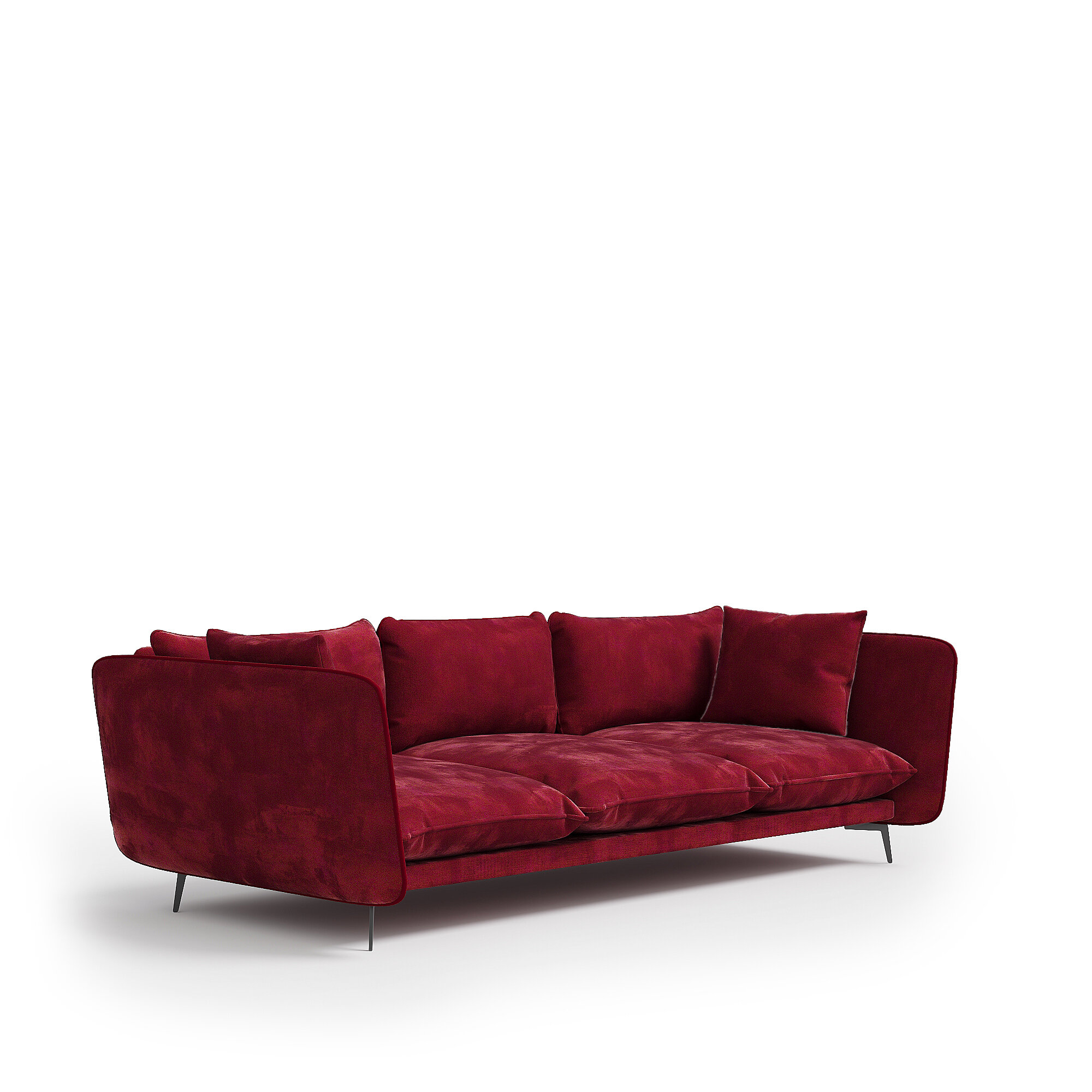 Диван Hugo трехместный, велюр, красный