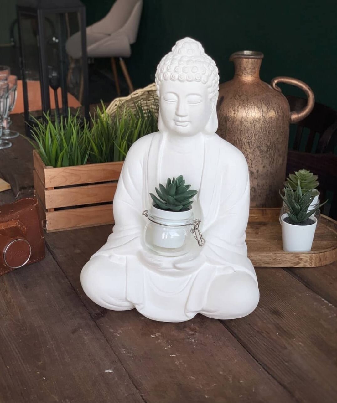 Будда подсвечник 39 см, гипсовый, статуэтка Будды из скульптурного гипса
