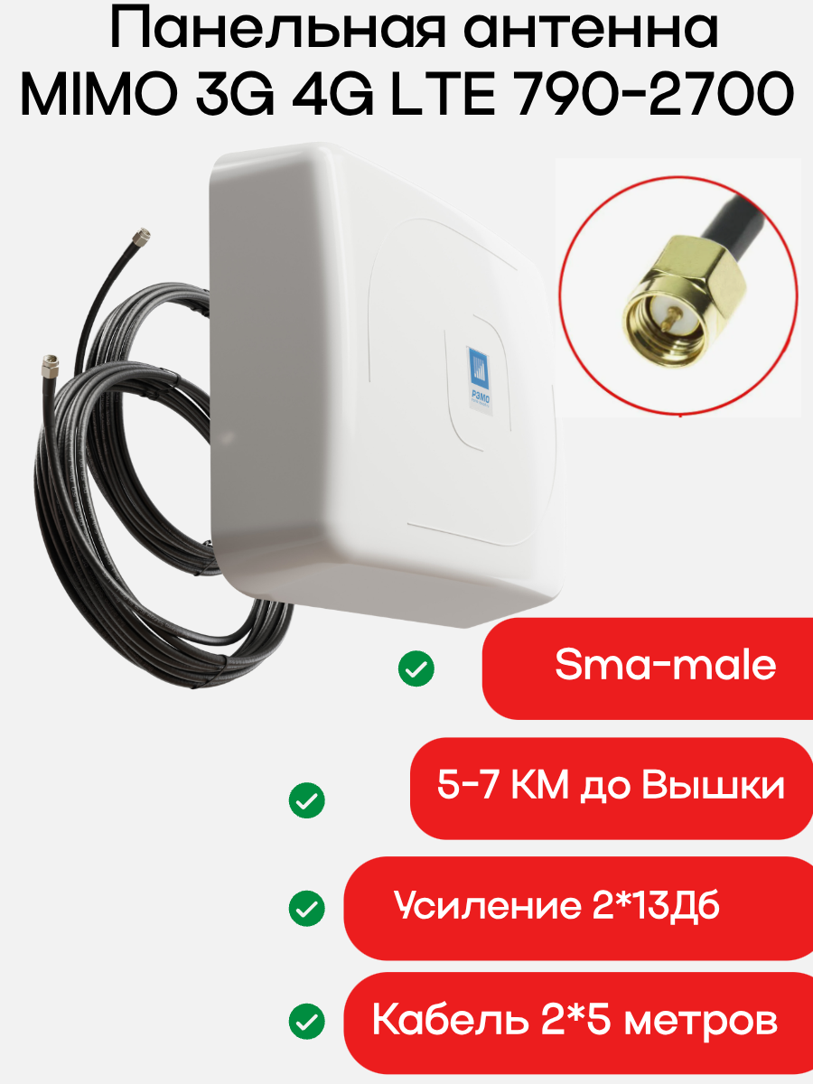 Панельная Антенна 3G/4G/LTE BAS-2344-SMA FLAT MULTIBAND MIMO COMBI