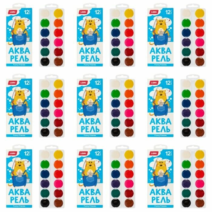 Lori Краска Акварель, Funny Friends, 12 цветов, 9 шт