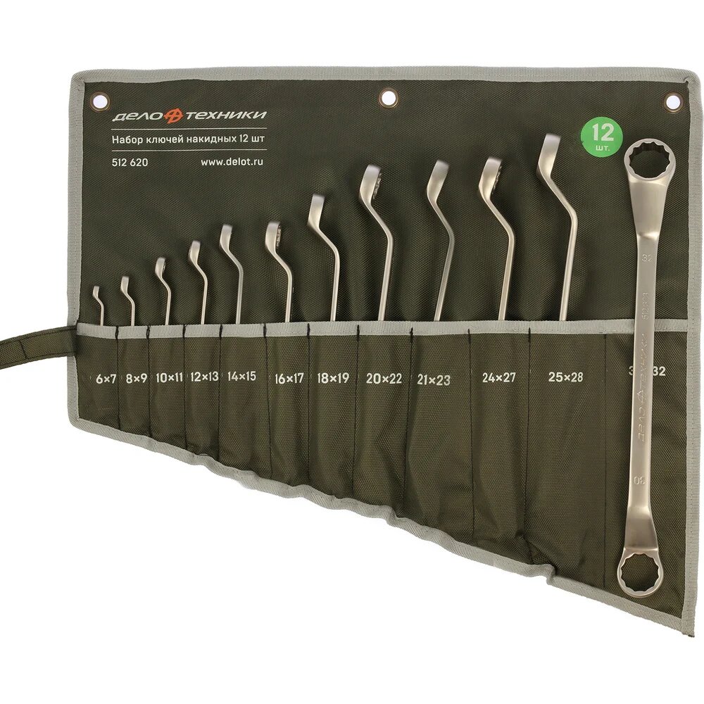 Набор ключей Дело Техники накидных 12 штук, планшет тетрон. 512620, сумка