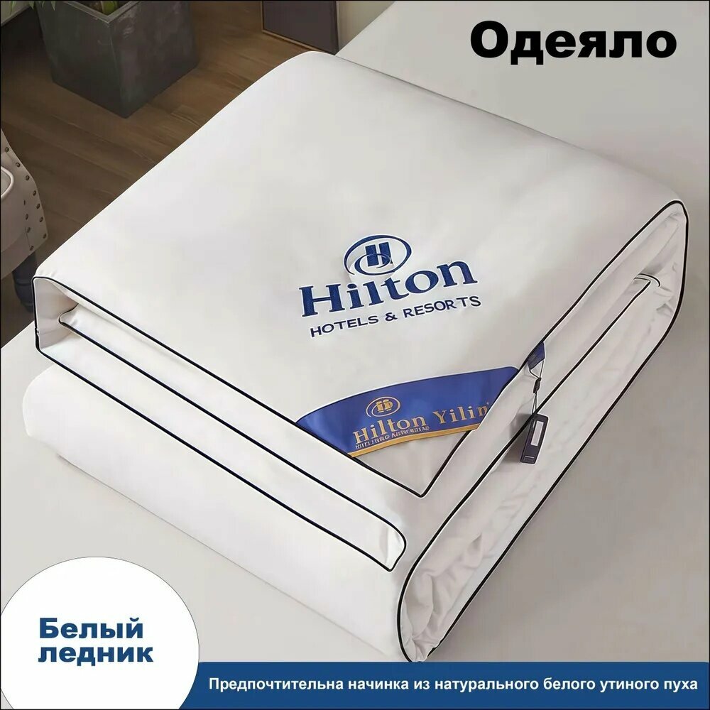 Одеяло Двуспальный 180x220 см, Всесезонное, с наполнителем Натуральный шелк, комплект из 1 шт