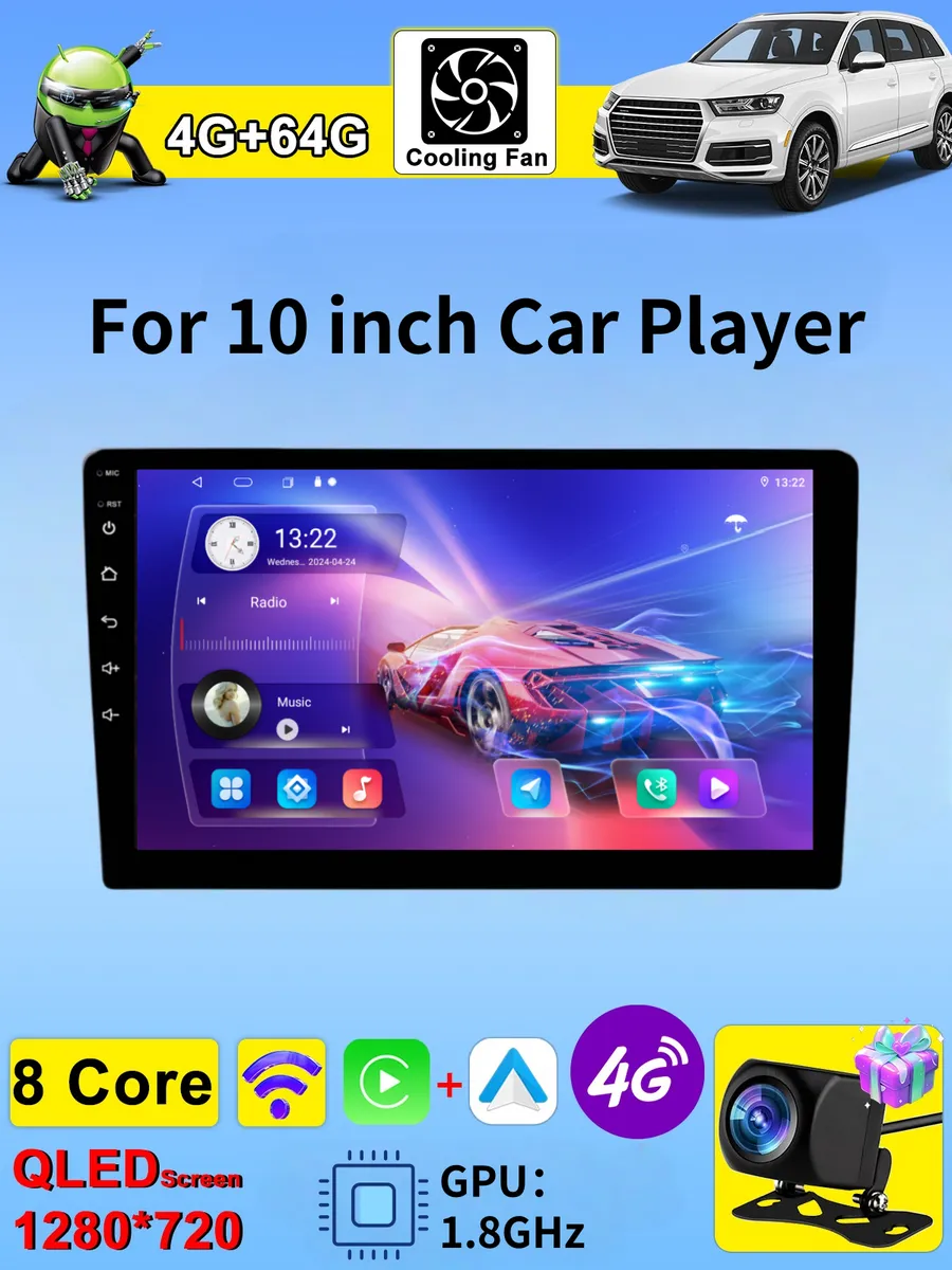 X-REAKO 10.1inch универсальное радио 2Din Android 4+64G, музыкальный плеер, 4G (SIM) QLED RDS, WIFI carplay GPS