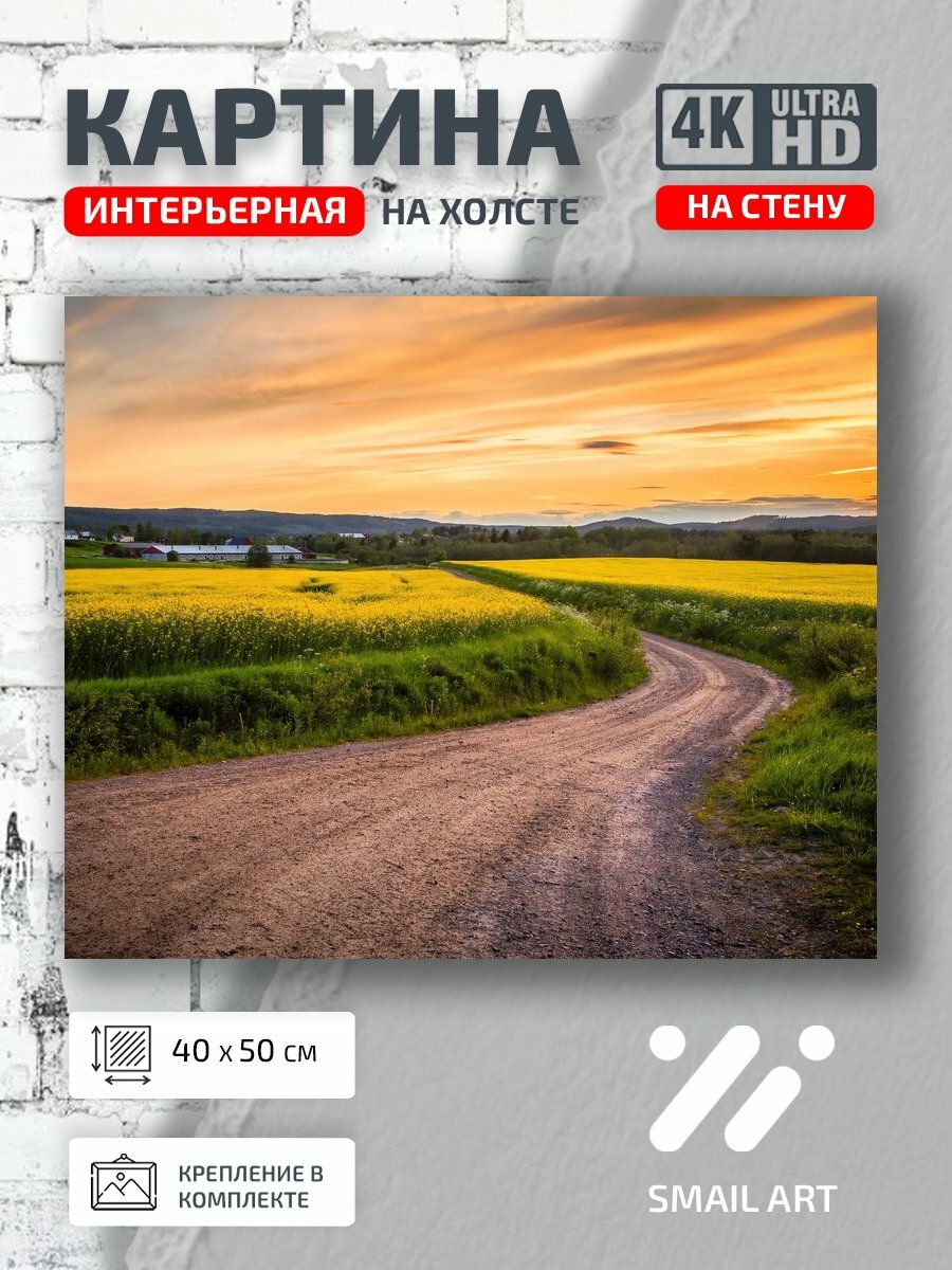 Картина на холсте интерьерная 40 на 50 на стену Дорога Landscape для гостиной пейзаж декор