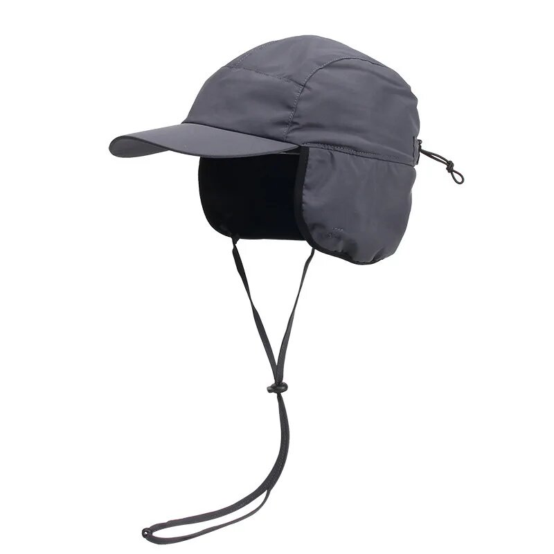 Водостойкая зимняя бейсболка с ушками Серый, Dark gray