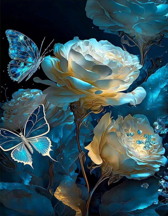 Алмазная мозаика круглая 30х40 см, серия Цветы набор для творчества, релакса и стильного декора, DIY алмазная вышивка