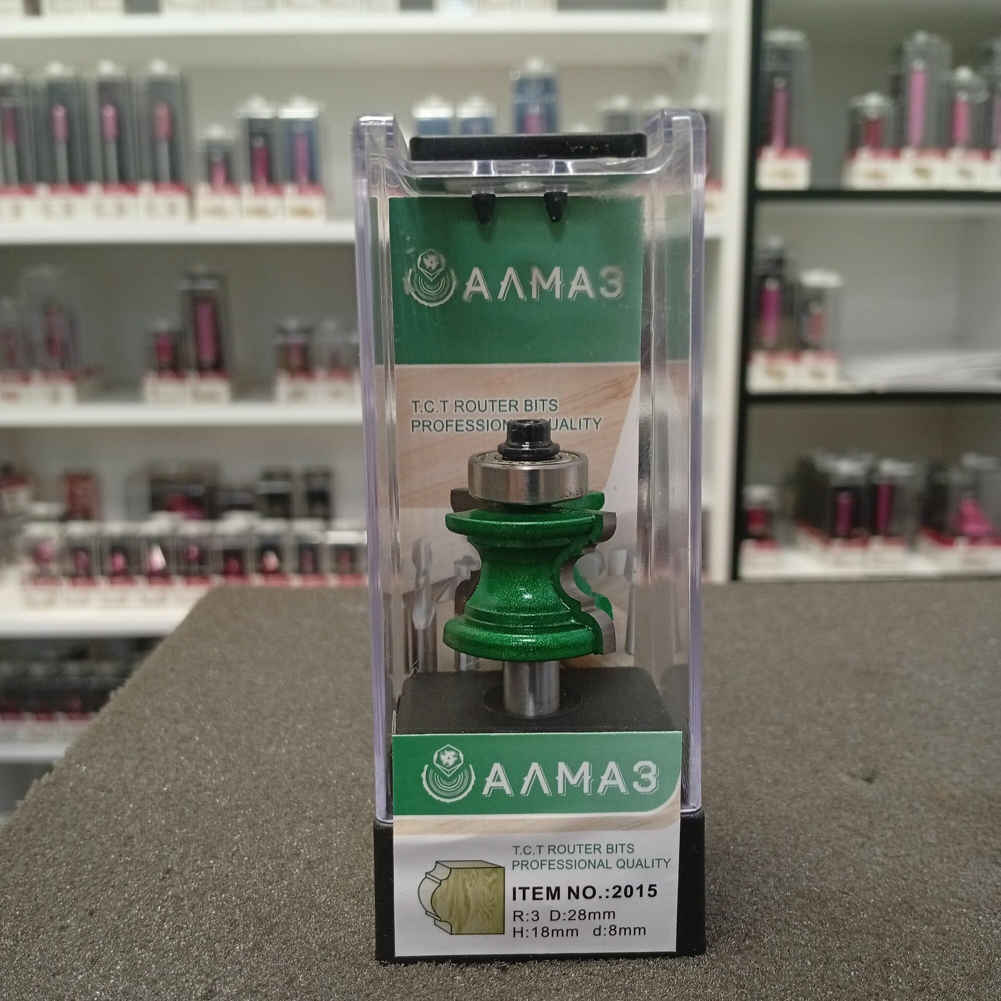 Фреза для края столешниц кромочная фигурная алмаз 2015 D:28mm I:18mm d:8mm R:3mm с (ниж подш)