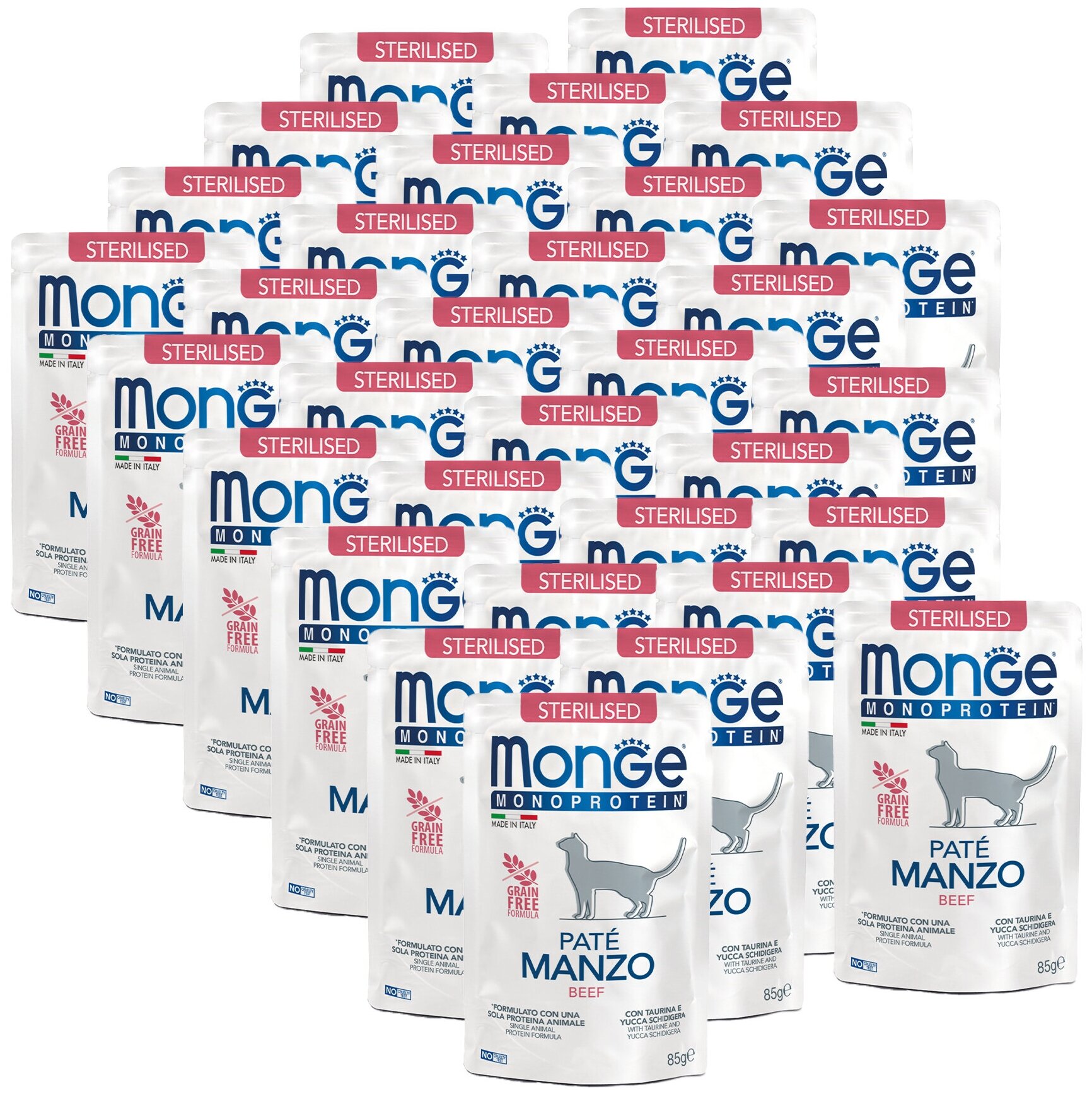 Monge Cat Monoprotein Pouch паучи для стерилизованных кошек говядина 85г х 32 шт.