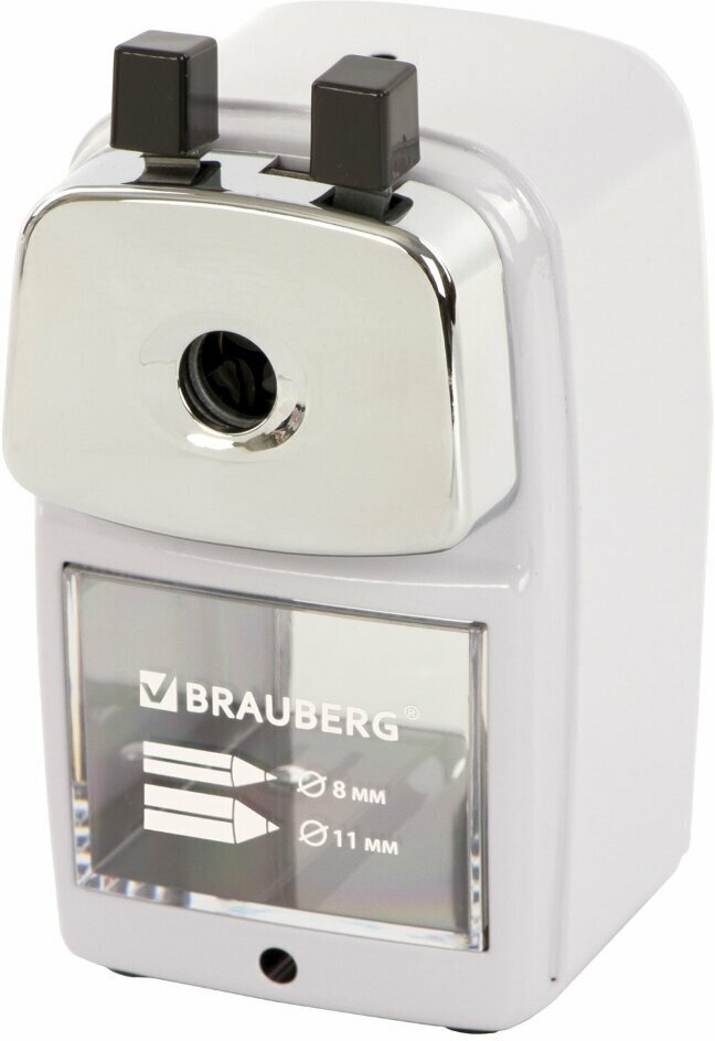 Точилка механическая BRAUBERG "METALLIC-X", для ч/гр и цветных карандашей (в том числе утолщенных), крепление, металлический корпус, 228481, 228481