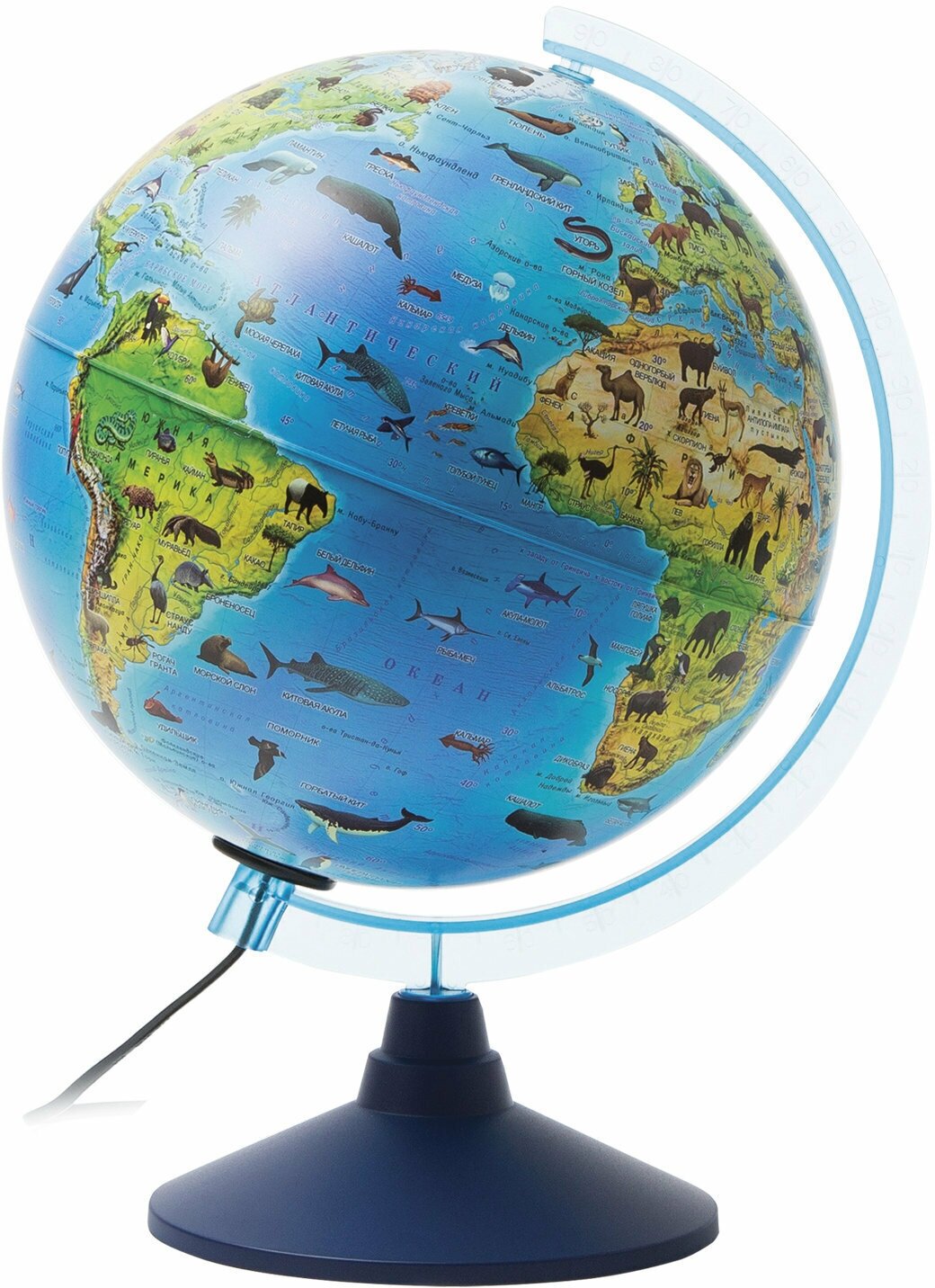 Глобус Globen зоогеографический "Классик Евро", диаметр 250 мм, с подсветкой, детский (Ке012500270)