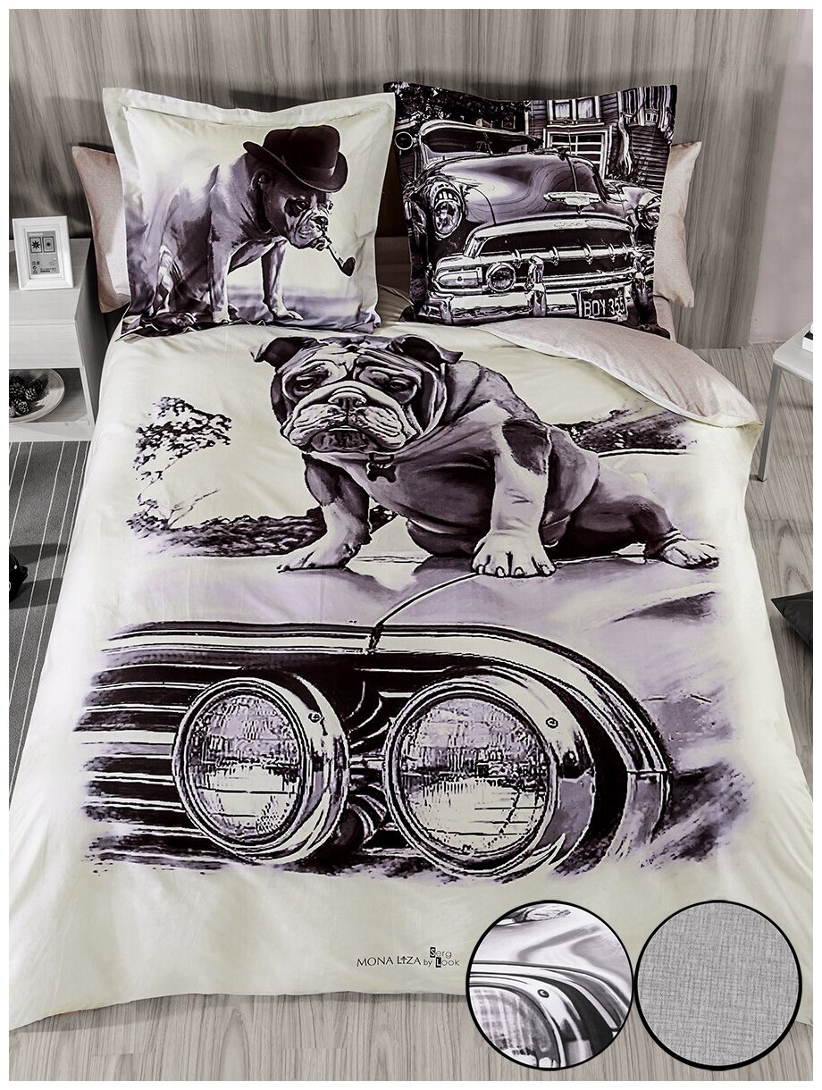 Постельное белье Mona Liza Pet SL, 100% сатин, евро, наволочки с ушками, 70x70 (2 шт) и 50x70 (2 шт)