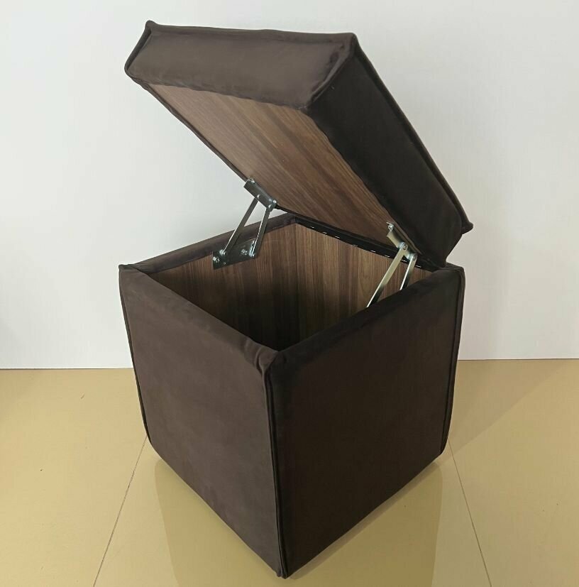 Пуфик Диван Ари "Велюр", коричневый, с ящиком, 40 см x 40 см х 45см