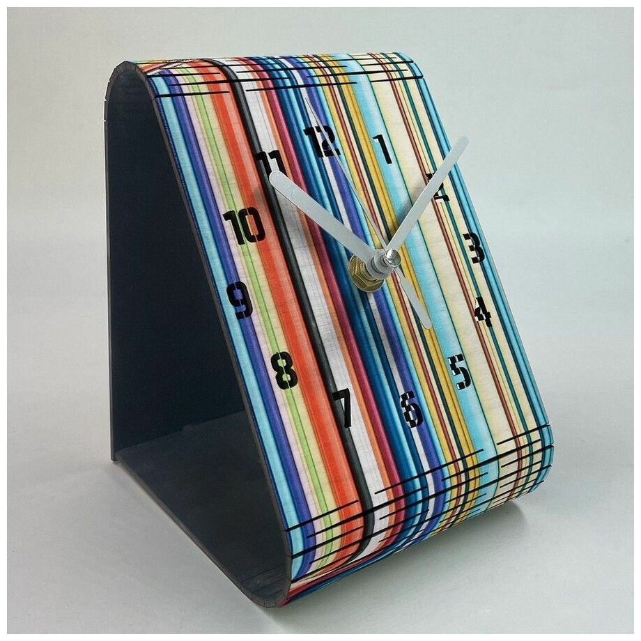 Настольные деревянные бесшумные часы цвета венге с УФ принтом Узоры Часы - 26