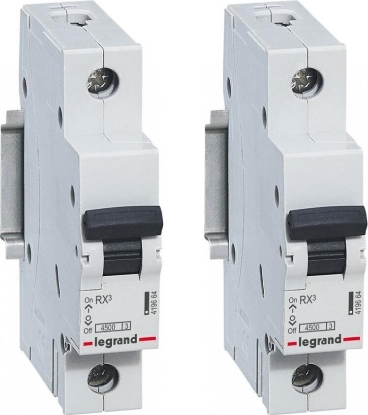 Автоматический выключатель Legrand RX3 1P 16А характеристика C (комплект из 2 шт.)