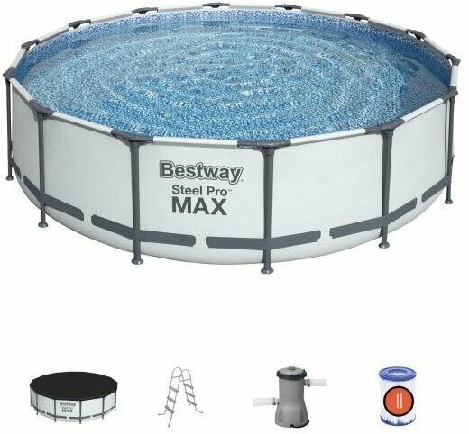 Бассейн каркасный Steel Pro MAX BESTWAY 56950, 427x107 см, фильтр-насос, лестница, тент
