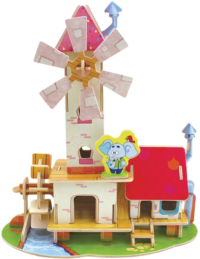 Сборная модель (фанера) 3D пазл "REZARK" FHS-001 Серия "Лесные домики" Дом мельника