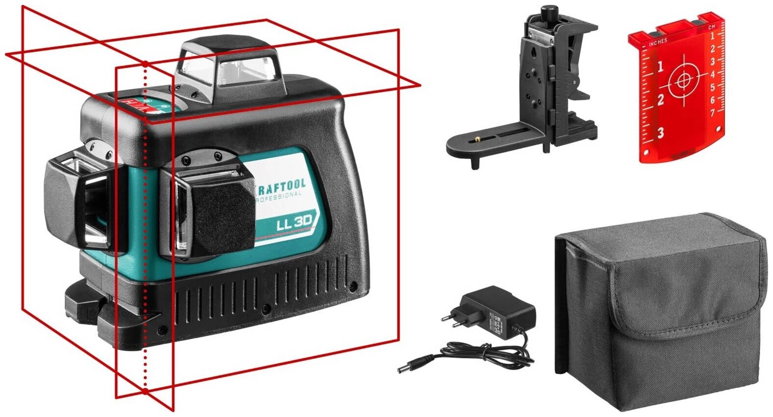 KRAFTOOL LL 3D #2 нивелир лазерный с держателем ВМ1, в коробке