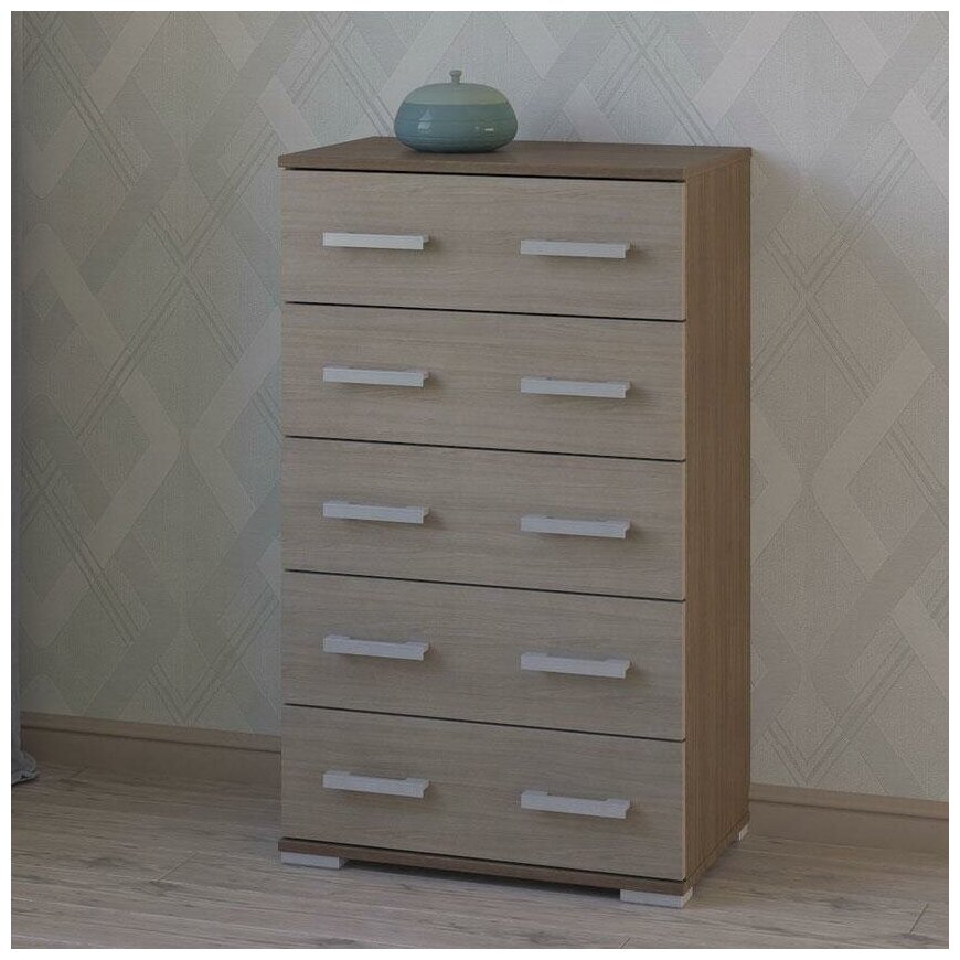 Узкий комод 5 ящиков 60х37.4х101.6 см. МагМебель 96 ясень тёмный, ясень светлый