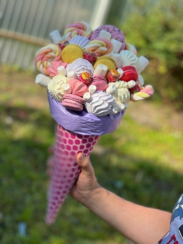 Сладкий букет из зефира / Рожок мороженое