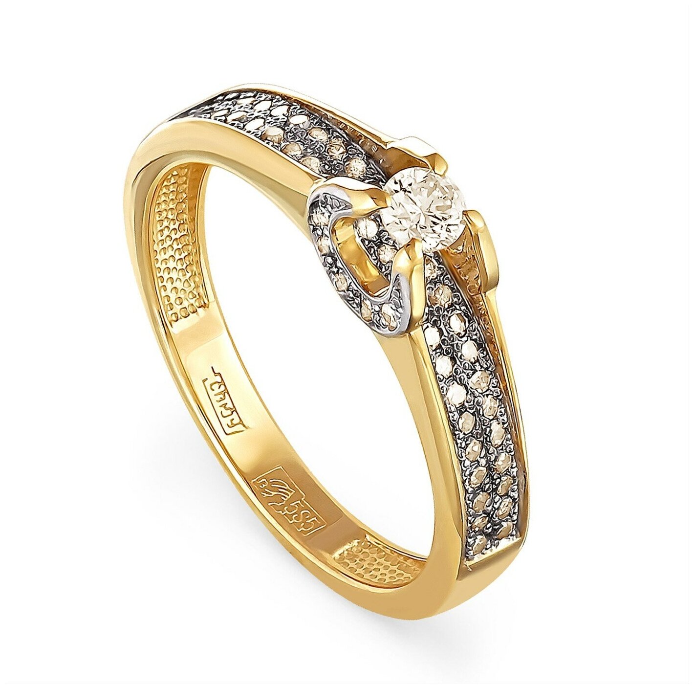 Кольцо, желтое золото, 585 проба, бриллиант