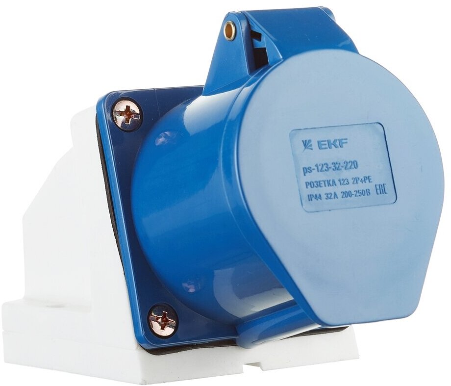 Розетка силовая угловая настенная EKF PROxima 2Р+РЕ 32 А 220 В IP44