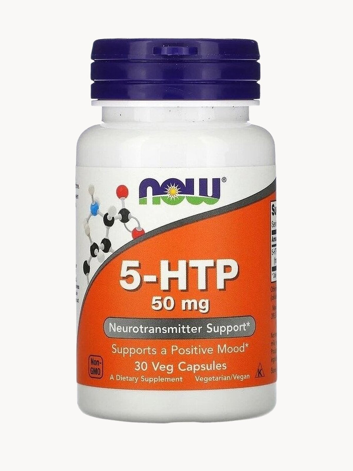 Аминокислота 5 гидрокситриптофан от стресса, для сна, для похудения NOW 5 HTP, 50мг 30 растительных капсул