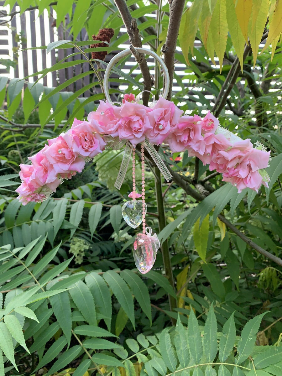 Интерьерная подвеска Ajourele С-174, текстиль, ручная работа, 35х10х6 см, розовая