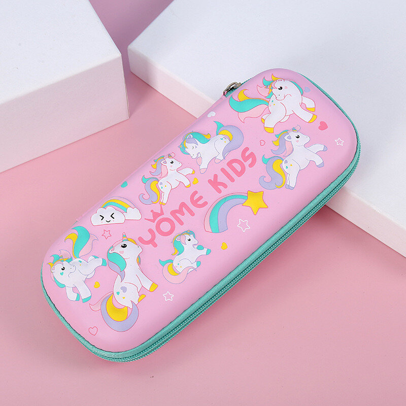 Пенал 3D YOMЕ Веселые Единорожки на молнии, полимер, 2 отделения, для мальчиков и девочек